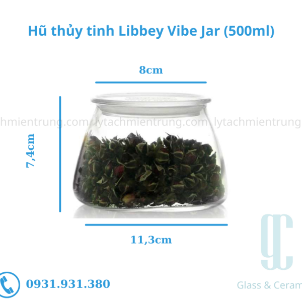 Ly thủy tinh nắp nhựa Libbey Vibe Jar (500ml) - Ly tách miền Trung