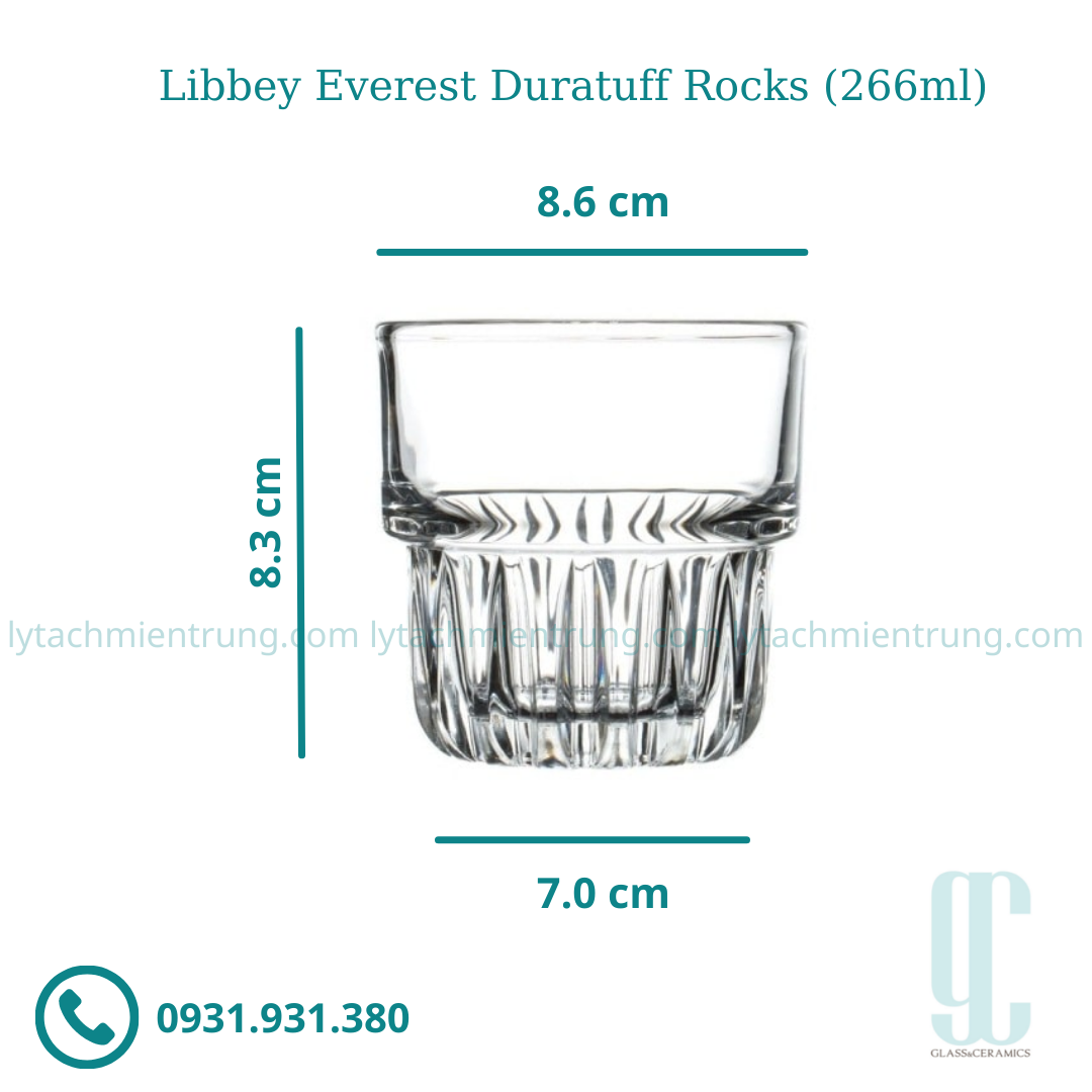 Ly thủy tinh Libbey Everest Duratuff Rocks (266ml) - Ly tách miền Trung