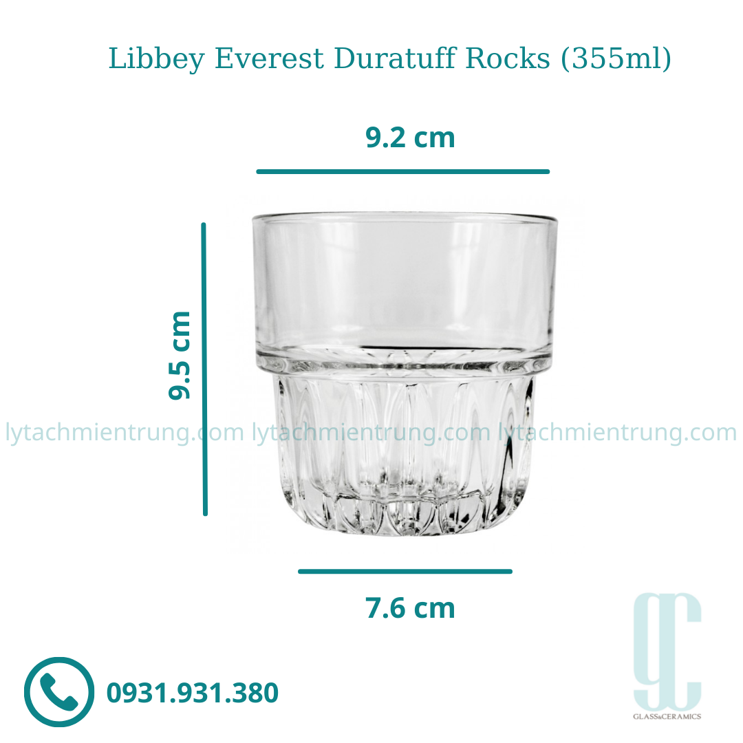 Ly thủy tinh Libbey Everest Duratuff Rocks (355ml) - Ly tách miền Trung