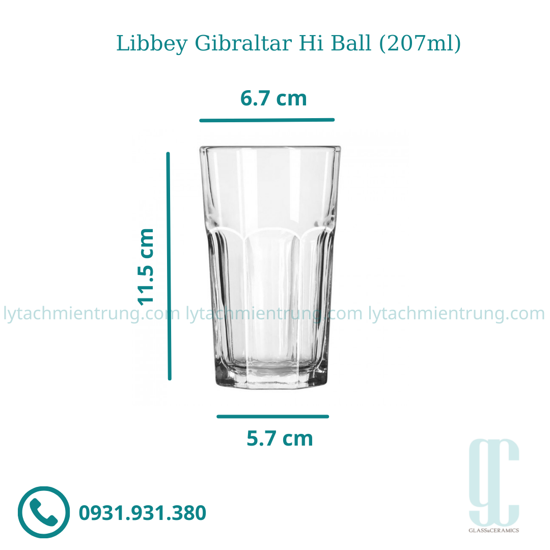 Ly thủy tinh Libbey Gibraltar Hi Ball (207ml) - Ly tách miền Trung