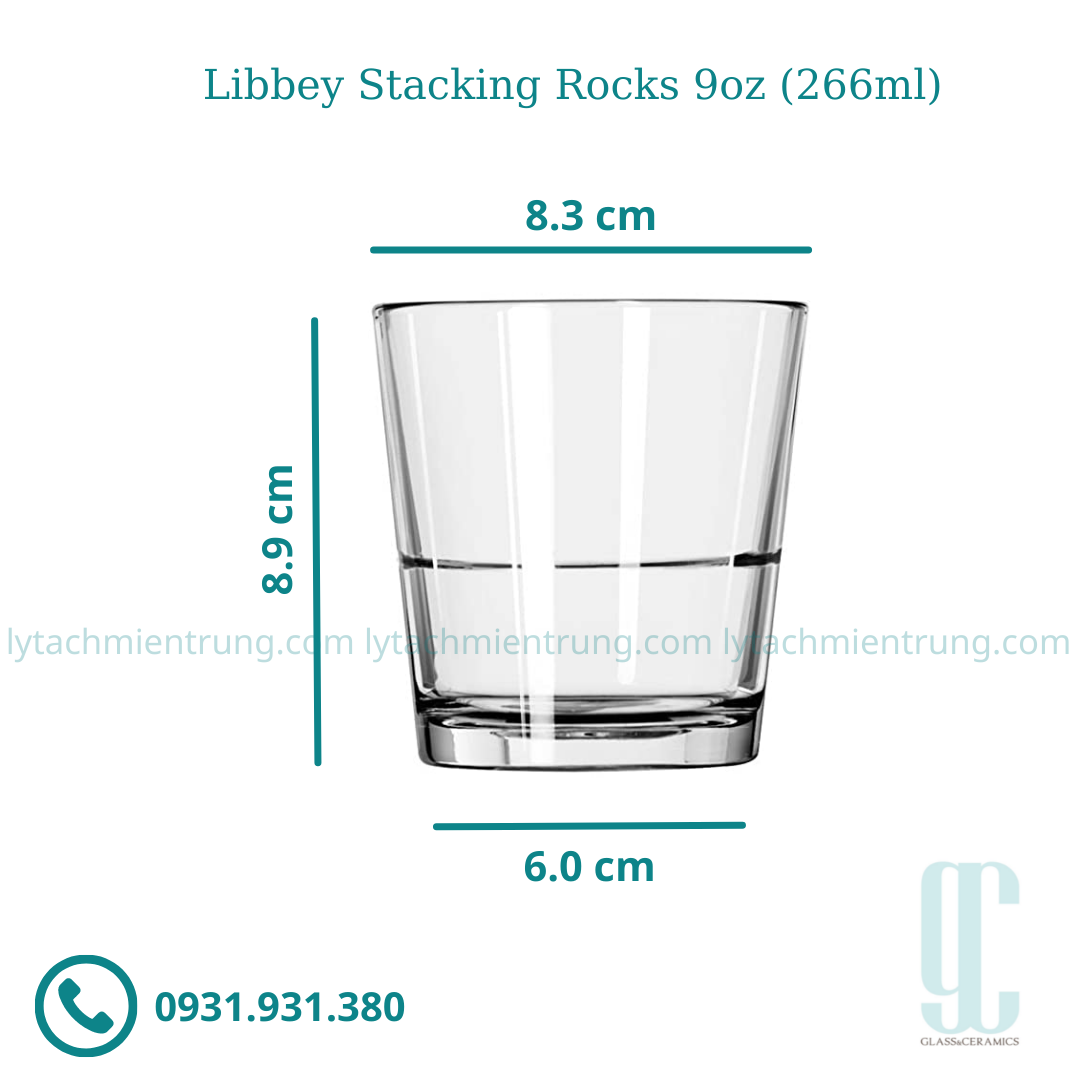 Ly thủy tinh Libbey Stacking Rocks (266ml) - Ly tách miền Trung