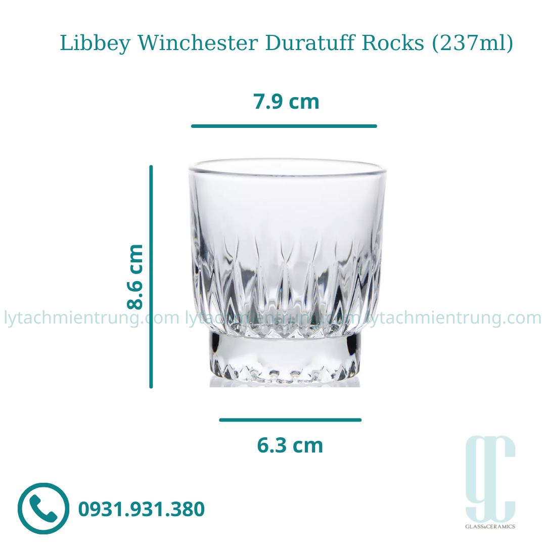 Ly thủy tinh Libbey Winchester Duratuff Rocks (237ml) - Ly tách miền Trung